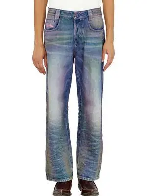 DIESEL® Relaxed Jeans High Waist 1982 D-hakou, Colored, Button Fly - Blue