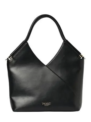 TWINSET Synthetic Leather Shoulder Bag With Double Tubular Handle Black