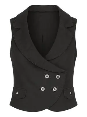 CONQUISTA Double-breasted Tailored Vest In Black