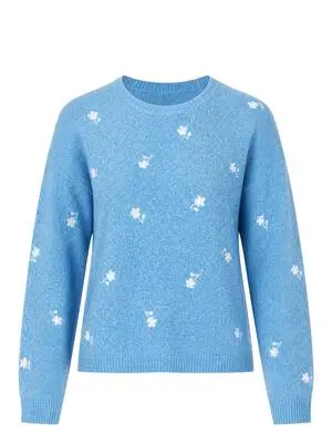 YUMI Daisy Embroidered Relaxed Jumper - Blue