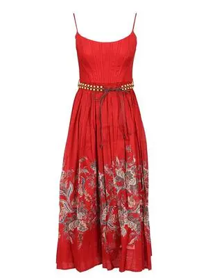Zimmermann Rhiannon Corset Midi Dress - Red