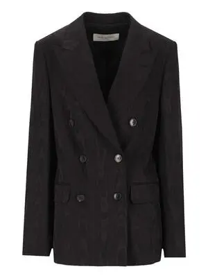 Dries Van Noten Barrysta Moiré Double-breasted Blazer - Black