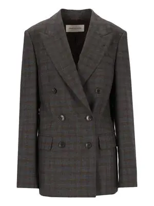 DRIES VAN NOTEN DRIES VAN NOTEN Barrysta Checked Double-Breasted Wool Blazer