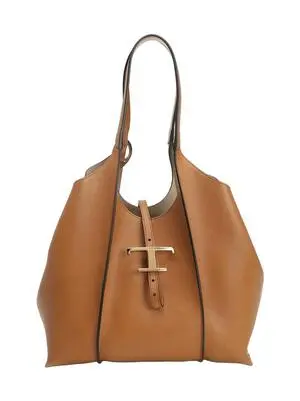 TOD'S T Timeless Leather Small Shopping Bag - Brown
