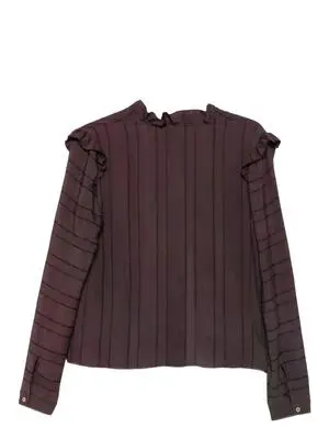 KRISTINA TI Striped Ruffled Blouse - Brown