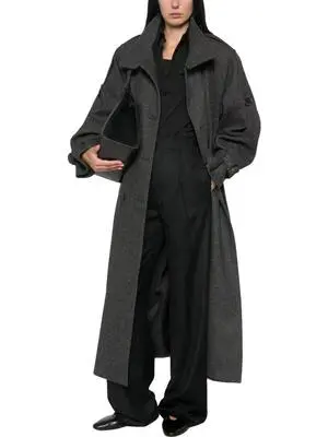 GESTUZ Herringbone Belted Coat - Grey