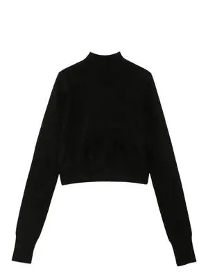 Sportmax Mock-neck Brushed Sweater - Black