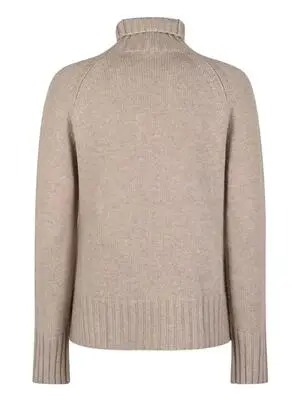 Max Mara Ribbed-knit Roll-neck Sweater - Neutrals