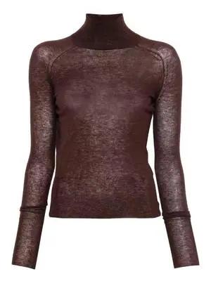 JOSEPH Yara High-neck Long-sleeve Sweater - Brown