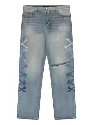 Amiri Gradient Bones Straight-leg Jeans - Blue