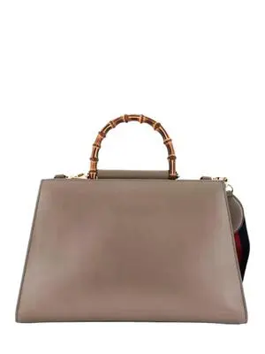 Gucci Nymphaea Top Handle Bag Leather Medium Tote Bag - Brown