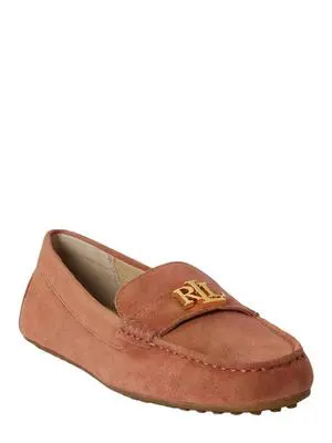 Ralph Lauren Barnsbury Logo-plaque Suede Ballet Flats - Red