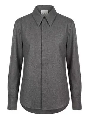 SA SU PHI Concealed-front Wool Shirt - Grey