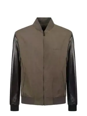 Gucci Logo-embroidered Contrast-sleeve Bomber Jacket - Brown