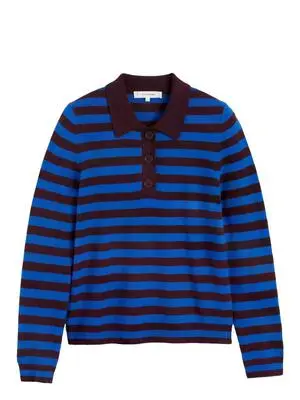 Chinti & Parker Chinti & Parker Striped Collared Sweater Blue