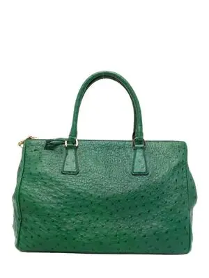 Prada Prada Galleria Ostrich Tote Bag Green