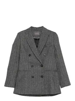 Lorena Antoniazzi Herringbone Double-breasted Jacket - Grey