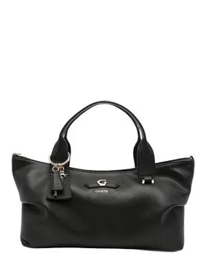 Guess Logo-plaque Pebbled Tote Bag - Black