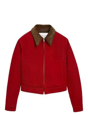 AMI Paris Cotton Zipped Jacket With De Coeur - Red
