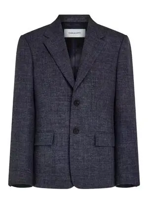 FERRAGAMO Single-breasted Flannel Blazer - Blue