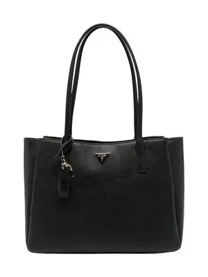 Guess Saffiano-effect Logo-plaque Tote Bag - Black