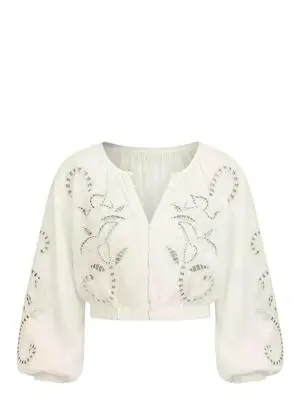 Farm Rio FARM Rio Richilieur Long-Sleeved Blouse White