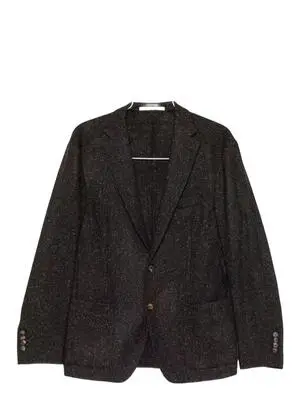 Eleventy Herringbone-knit Single-breasted Jacket - Brown