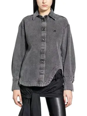 Attico The Attico Eliza Asymmetric-Hem Cotton Shirt Grey