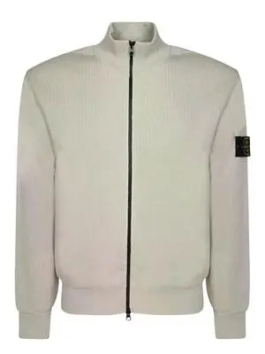 Stone Island 5100126 Ribbed Soft Organic-cotton Regular-fit Zip-up Jumper Neutrals