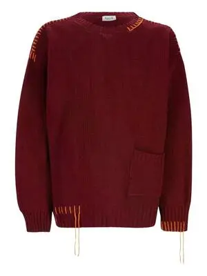 AMISH SUPPLIES AMISH Whipstitch-Trim Patch-Pocket Sweater Red