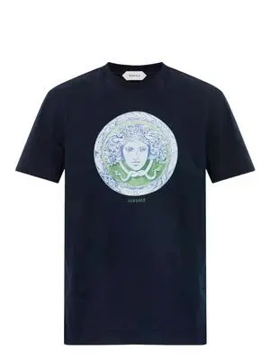 Versace Medusa-print Cotton T-shirt - Blue