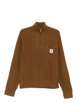Carhartt Work In Progress Ribbed Quarter-zip Sweater - Brown
