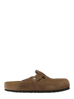 BIRKENSTOCK Boston Calf Suede Buckle-fastening Mules - Brown