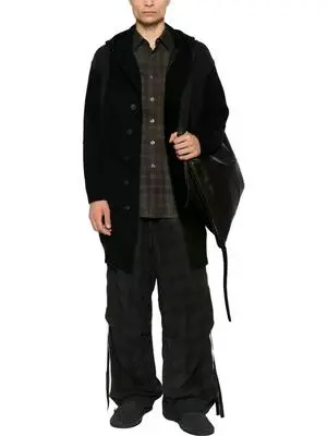 Isabel Benenato Hooded Long Cardigan - Black