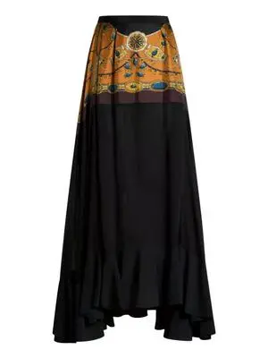 ETRO ETRO Silk Maxi Skirt With Bow And Placed Jewellery Print