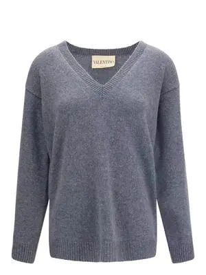 Valentino Garavani Cashmere V-neck Sweater - Grey