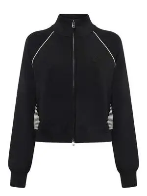Pinko Piped-trim Zip-up Sweater - Black