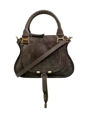 Chloé Small Marcie Suede Tote Bag Brown