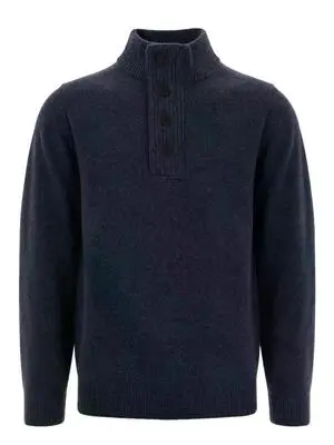 Barbour Button-up Elbow-patch Sweater - Blue