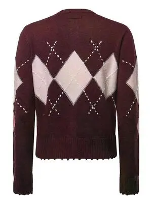 Pinko Argyle-pattern Button-up Cardigan - Red