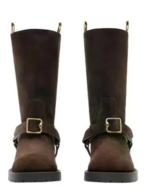 Burberry Leather Soft Saddle Low Boots​ Brown