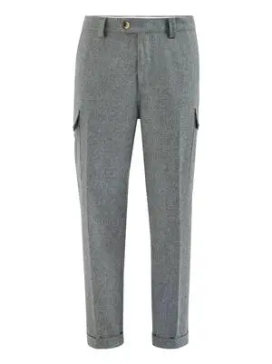 Brunello Cucinelli Brunello Cucinelli Virgin Wool Flannel Cargo Trousers Grey