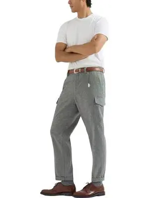 Brunello Cucinelli Virgin Wool Flannel Cargo Trousers - Grey