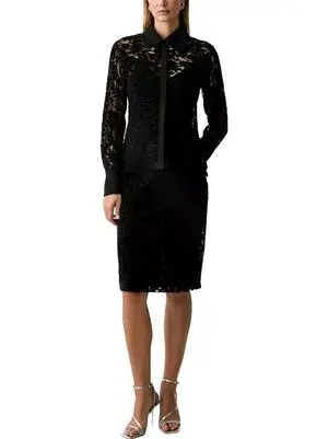 TWINSET Floral-lace Pencil Midi Skirt - Black