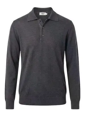 Altea Fine-knit Polo-collar Sweater - Grey