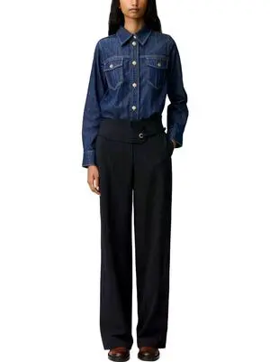 Claudie Pierlot Straight Striped Trousers - Blue