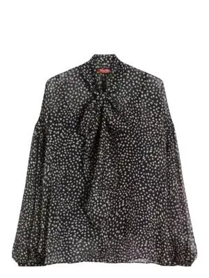 Max Mara Polka-dot Silk Blouse - Black
