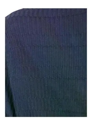 Emporio Armani Ribbed-knit Wool T-shirt - Blue