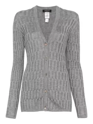 Fabiana Filippi Ribbed-knit V-neck Cardigan - Grey