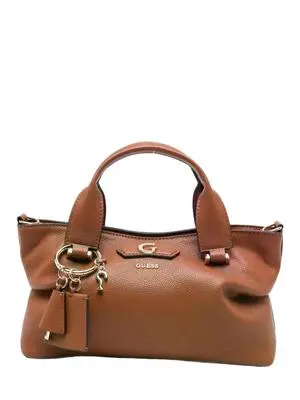 Guess Susy Mini Logo-plaque Pebbled Leather Tote Bag Brown